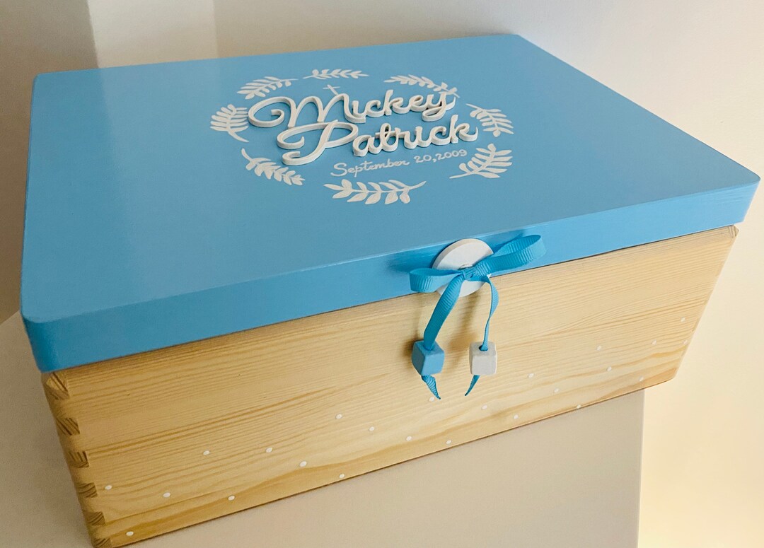 Wooden Baby Boy Keepsake Box, Newborn Box, Memory Box, Baby Shower Gift ...