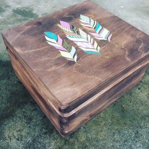 Unique Hand Painted Gift, Wooden Box, Box With Feathers, Indian Style ...