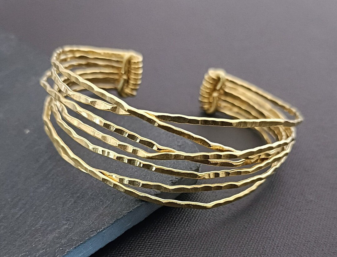 Brass Cuff Bracelet, Golden Minimalist Wire Cuff, Simple, Casual ...