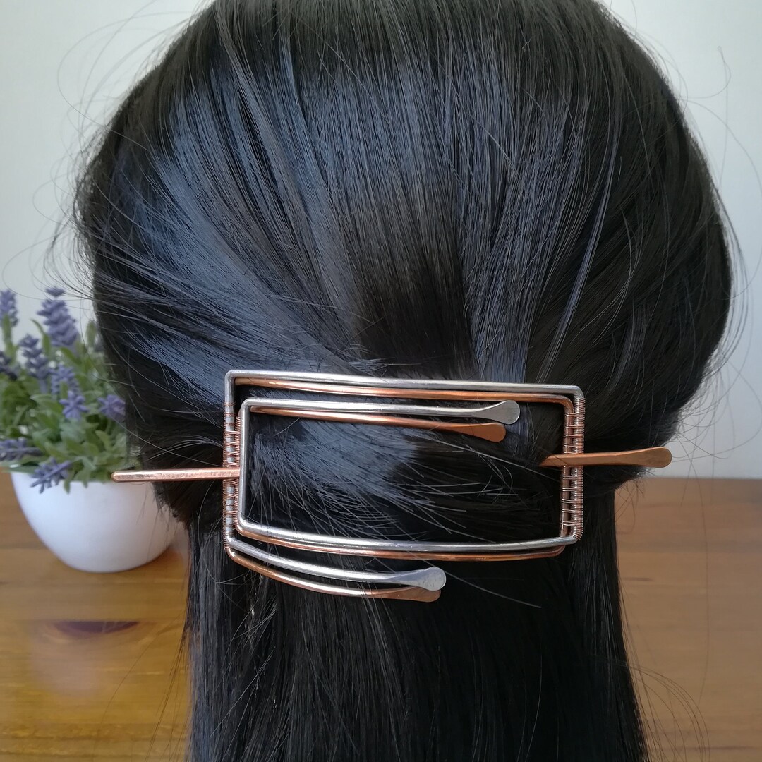 Hair Slide, Copper and Aluminium Bun Holder, Hair Barrette, Hair Pin ...