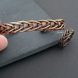Braided Copper Cuff Bracelet, Couples Bracelet, Men or Women Cuff, Best Friends Bracelet, Wire ...