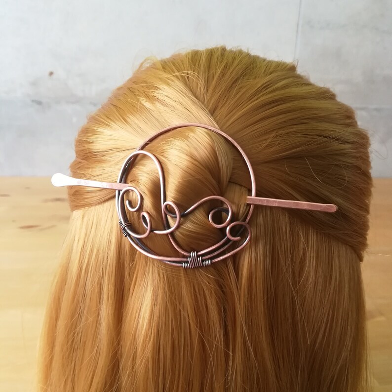 Hair Slide Copper or Brass Bun Holder Hair Barrette Hair - Etsy