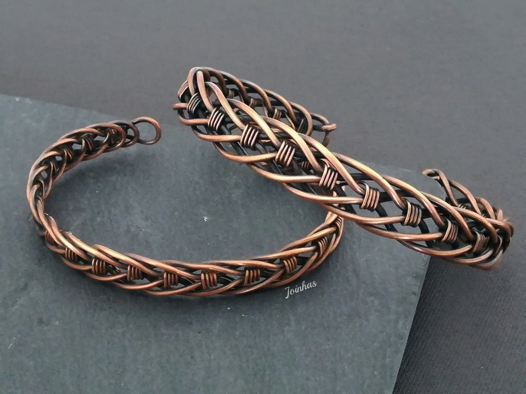Braided Copper Cuff Bracelet, Couples Bracelet, Men or Women Cuff, Best ...