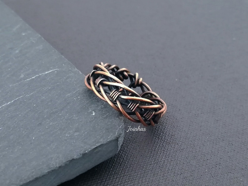 Braided Copper Ring, Alternative Wedding Band Ring, Friendship Ring for ...