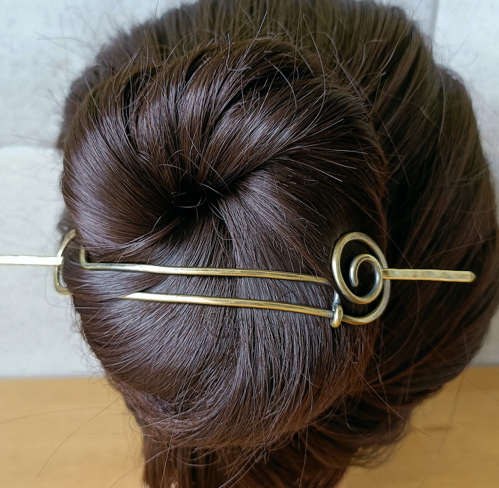 Elegant Large Hair Barrette, Brass or Copper Bun Holder, Hair Slide ...