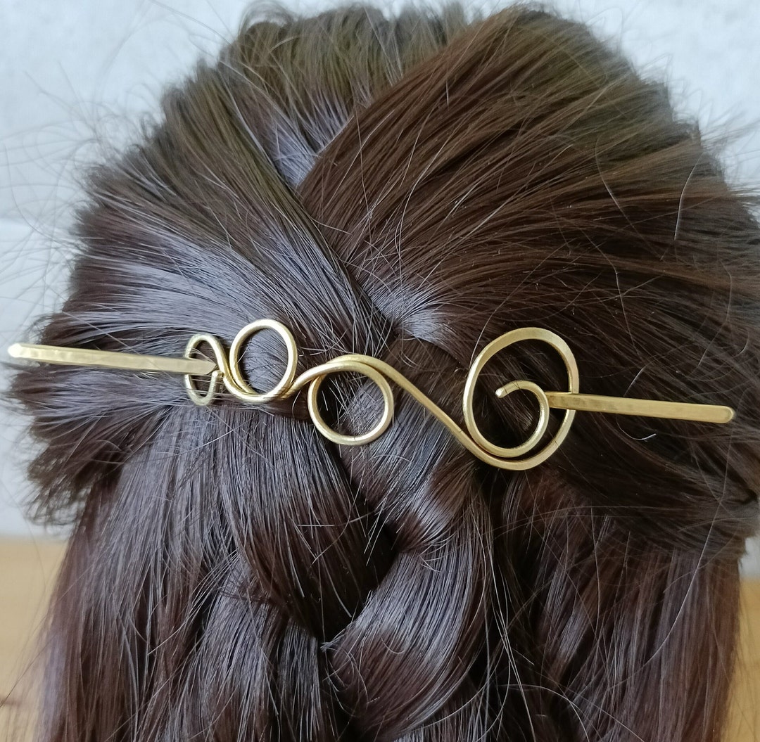 Elegant Small Hair Slide, Copper or Brass Bun Holder, Hair Barrette ...