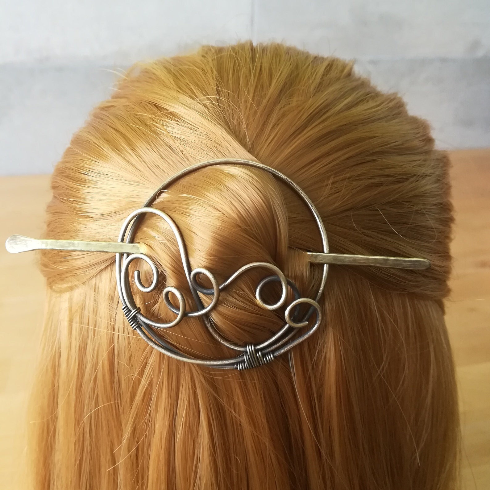 Hair Slide Copper or Brass Bun Holder Hair Barrette Hair - Etsy