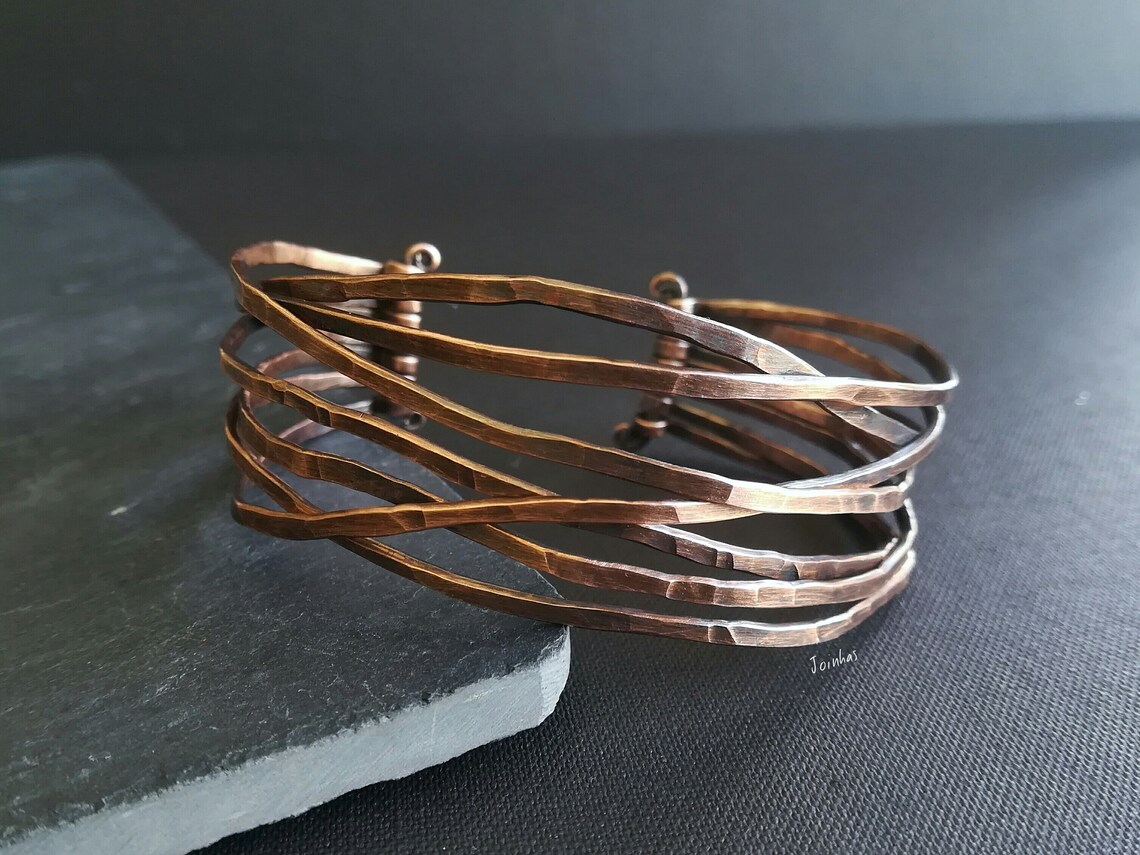 Copper Cuff Bracelet, Minimalist Wire Cuff, Simple, Casual, Elegant ...