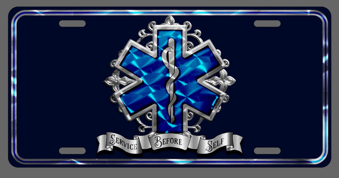 EMT - Service Before Self - License Plate - EMS Paramedic, Emt, License ...