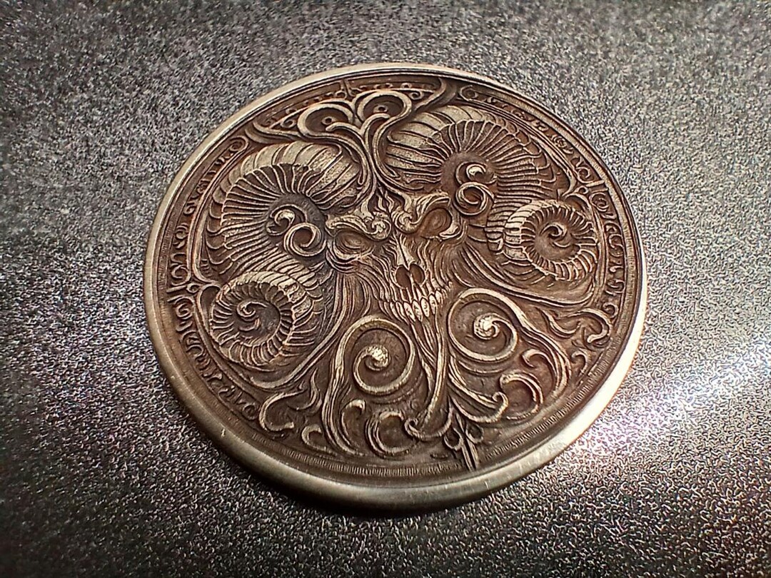 The Old Gods Coin Grayscale Depth Map for Laser Engraving | 2.5 D PNG ...