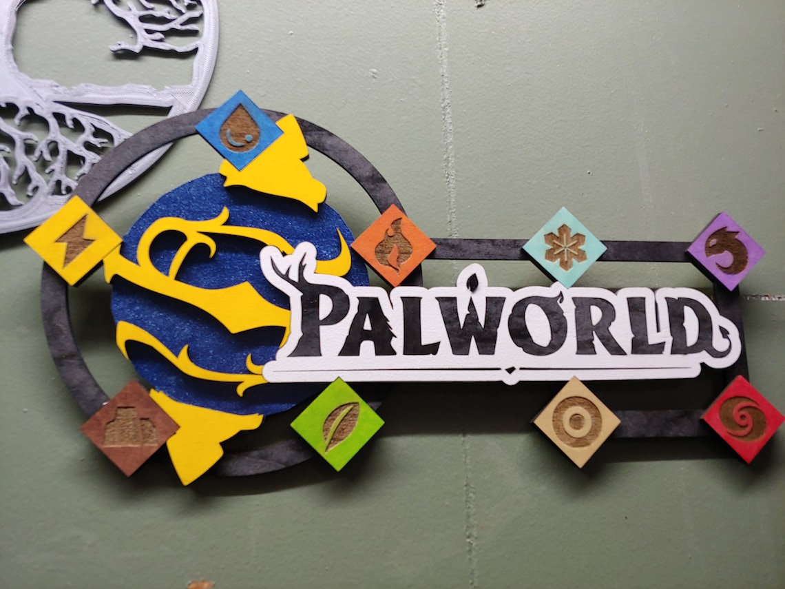 Palworld Elemental Layered Sign, SVG, XCS Files Wall Sticker Decal ...