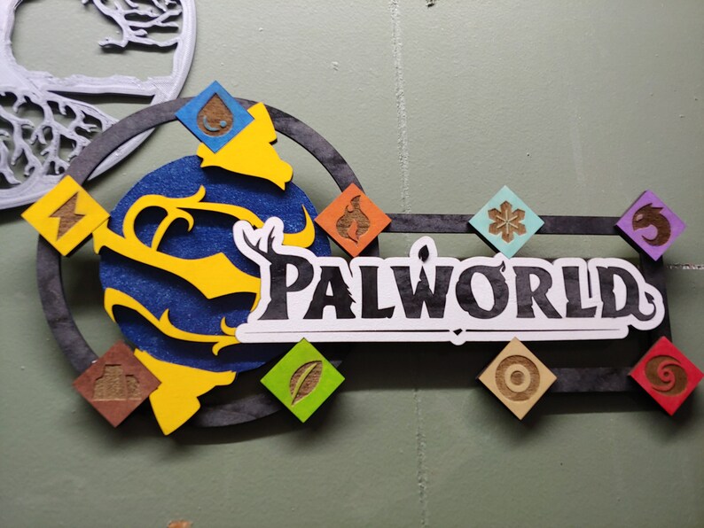 Palworld Elemental Layered Sign, SVG, XCS Files Wall Sticker Decal ...