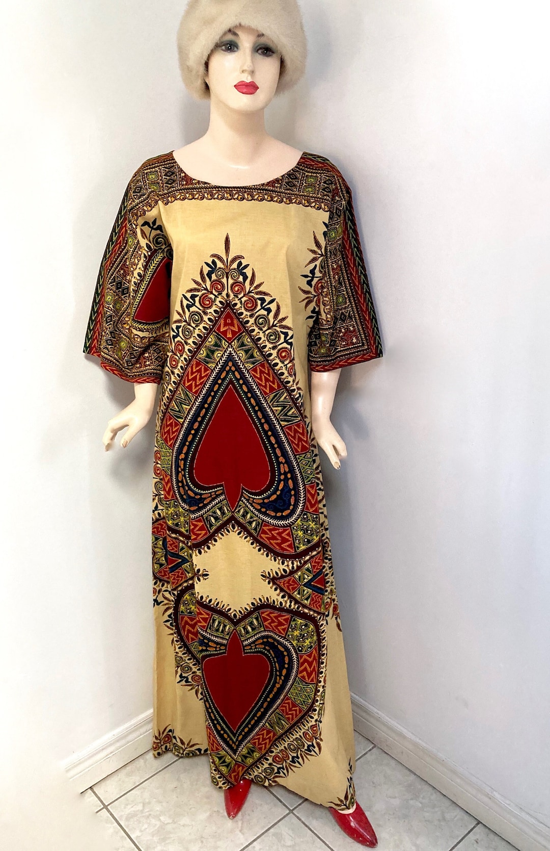 Vintage 1980s DASHIKI Maxi Dress With GURU Designs Awesome FESTIVAL ...