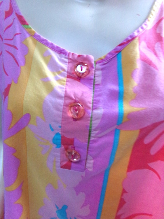 FUNKY 1980s Abstract FLORAL print cotton sleeveless b… - Gem