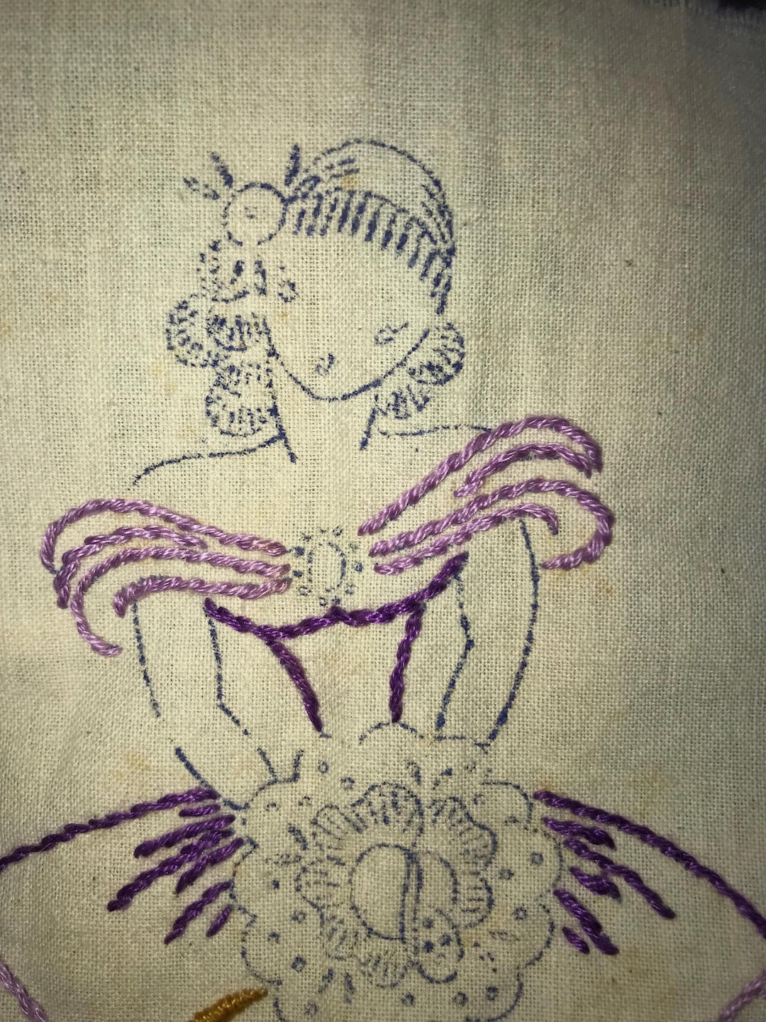 Dainty EMBROIDERY Unfinished Panel CRAFT Vintage TEXTILE 1800s Dress ...