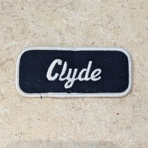 Retro DEADSTOCK 1970s “CLYDE” Rectangular Embroidered Name Patch - Etsy