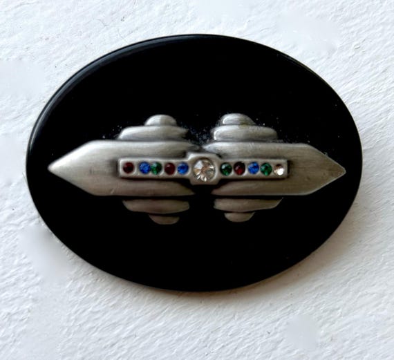 STUNNING 1980s does FUTURISTIC 1920s Space Vehicle Pin - Gem