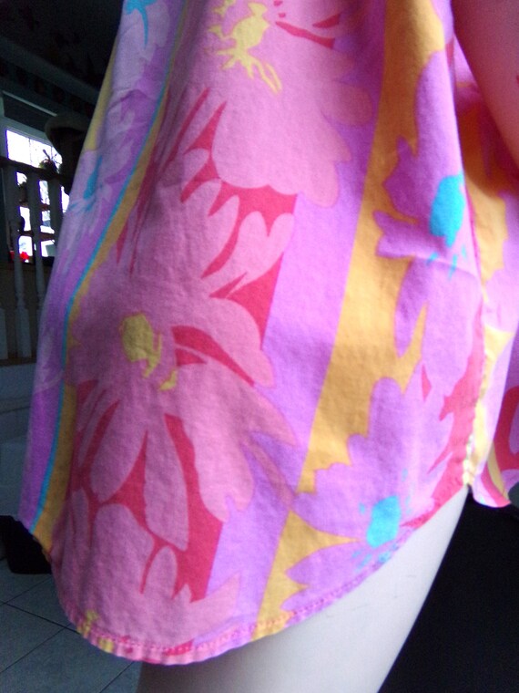 FUNKY 1980s Abstract FLORAL print cotton sleeveless b… - Gem