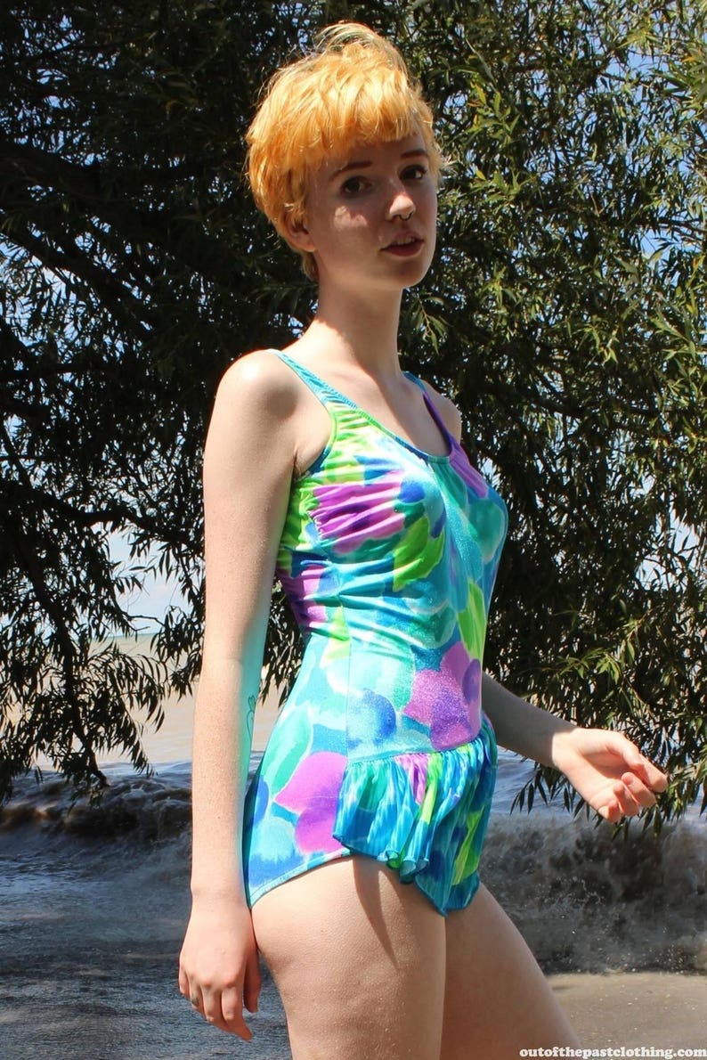 Vintage 1980s Maxine Of Hollywood Swimsuit With Ruffle Etsy