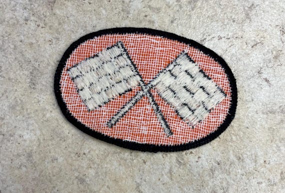 1970s/1980S DEADSTOCK "Checkered Flags" OVAL Embroide… - Gem