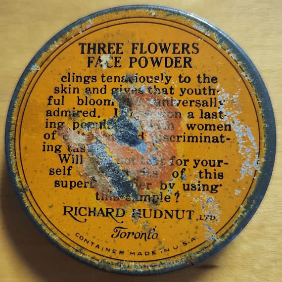 1920s Art Deco "Three Flowers Face Powder" Round MAKE… - Gem