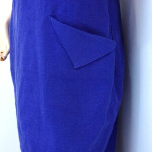 LOVELY Rich Blue LINEN Dress With POCKETS by "pearl Miller" Size 12 - Etsy