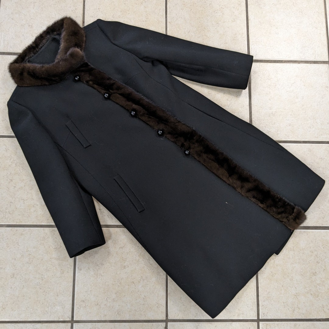 CLASSIC 1970s M.C.M Vintage Coat With MINK TRIM, Statement Buttons ...