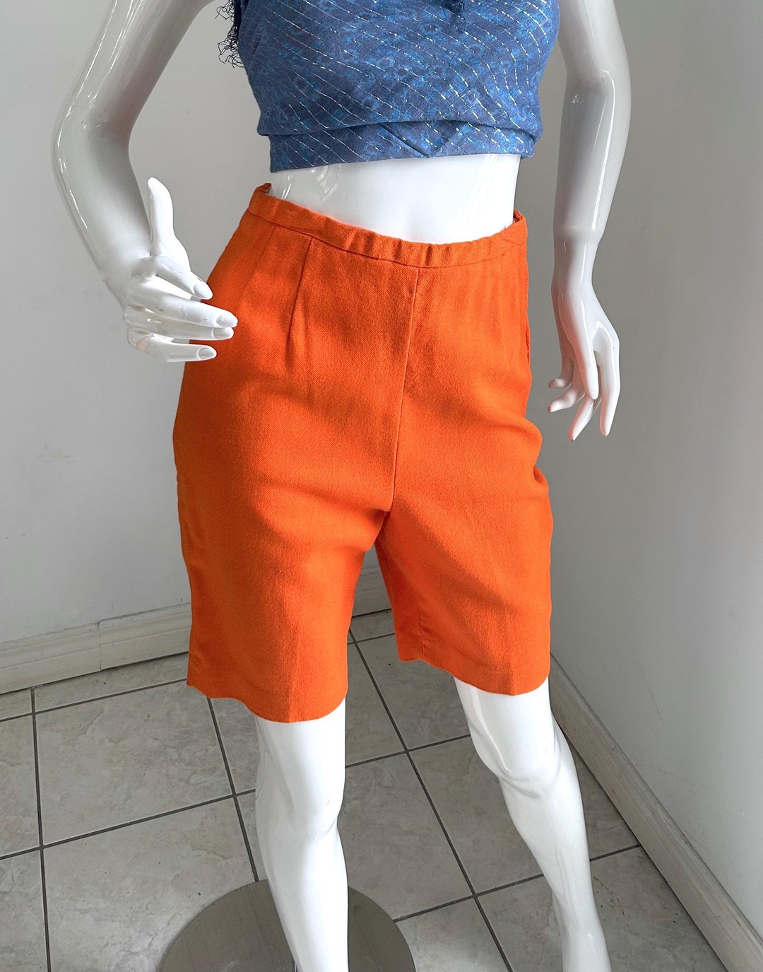 BRIGHT Orange Vintage 1960's MOD Shorts High Waist Size 26 - Etsy
