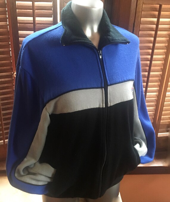 RETRO 80s 3-tone COLOUR BLOCK sporty Jacket size Large - Gem