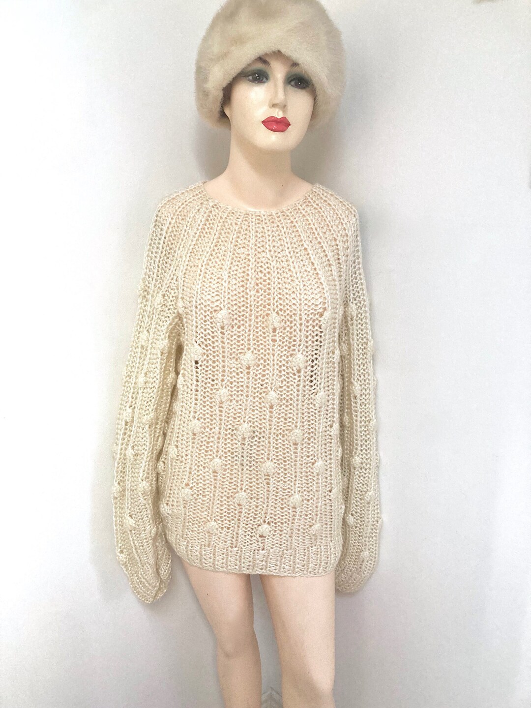 VINTAGE 1970's Abstract Patterned Cable KNIT Sweater by SORRENTO Size ...