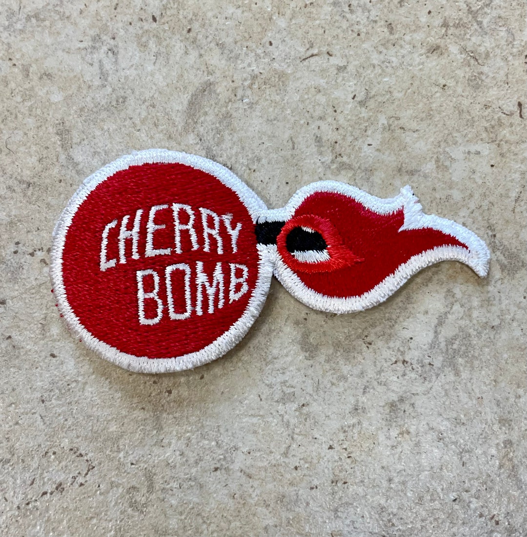 Red HOT “CHERRY BOMB” Firecracker Vintage Embroidered Patch Odd Shape ...