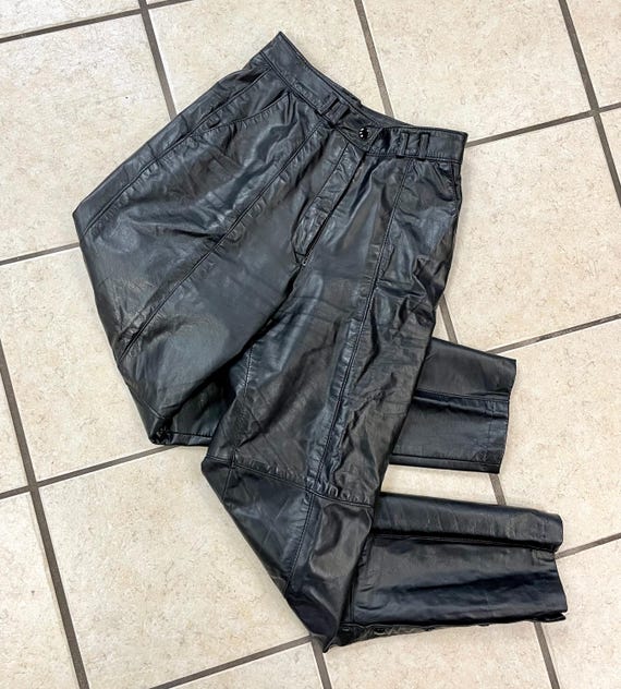 CANADIAN Black Leather Pants with 100% Rayon Lining S… - Gem