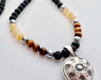 Handpan Pendpan-mini Pendant Necklace Sterling Silver Vintage Handmade ...