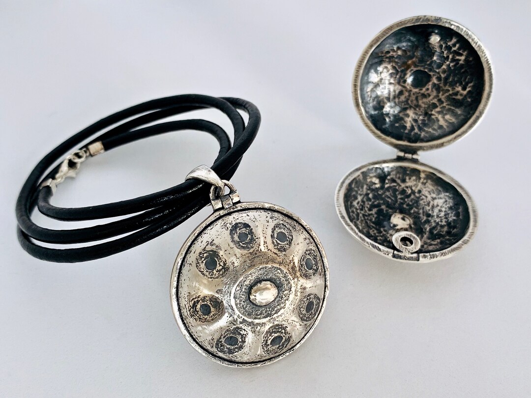 Handpan Pendpan Pendant Necklace Sterling Silver Vintage Handmade - Etsy