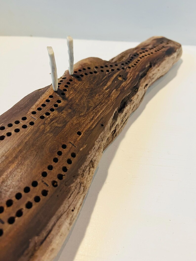 Cribbage Board Game, Sculpted Arbutus Wood Beached, Handcrafted Moose ...