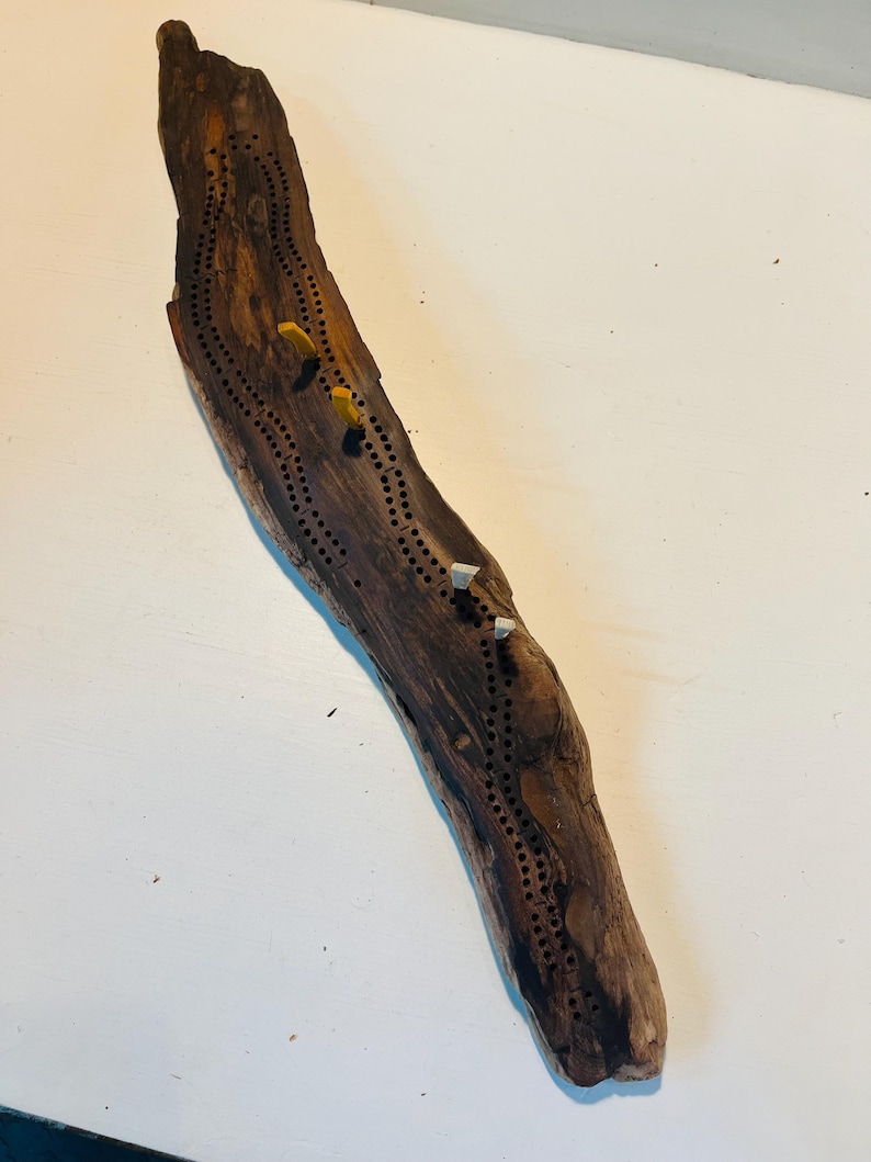 Cribbage Board Game, Sculpted Arbutus Wood Beached, Handcrafted Moose ...