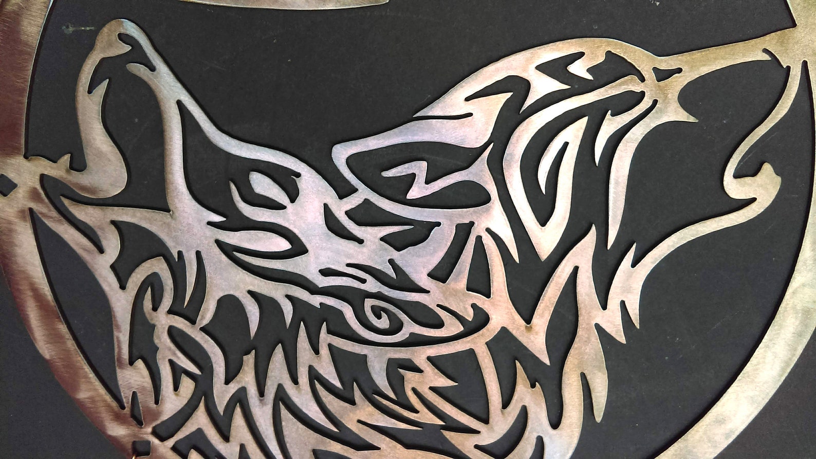 Howling Singing Wolves Plasma Metal Art W/ Feathers Sign Home | Etsy