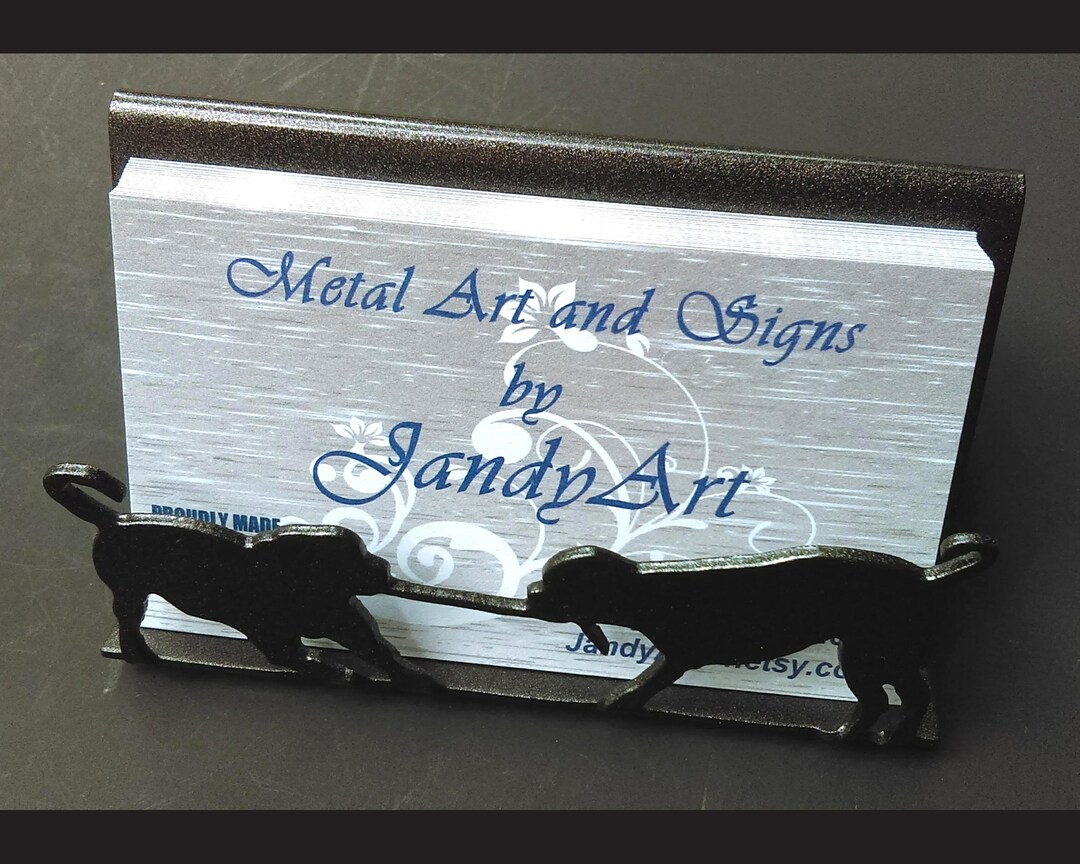 Playful Dog Puppies Decorative Metal Business Card Display Holder for ...