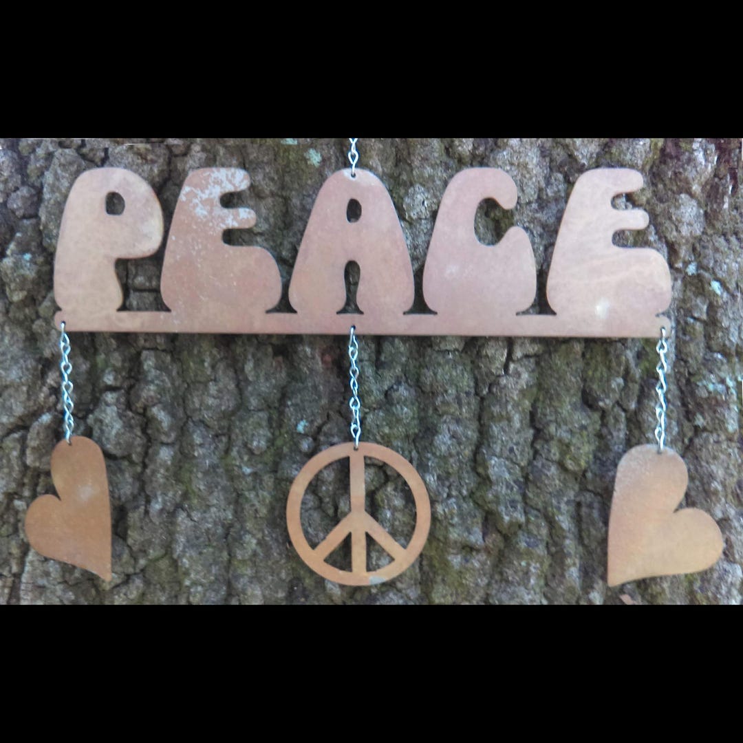 Peace W/ Hearts and Peace Sign Indoor/outdoor Metal Rustic - Etsy