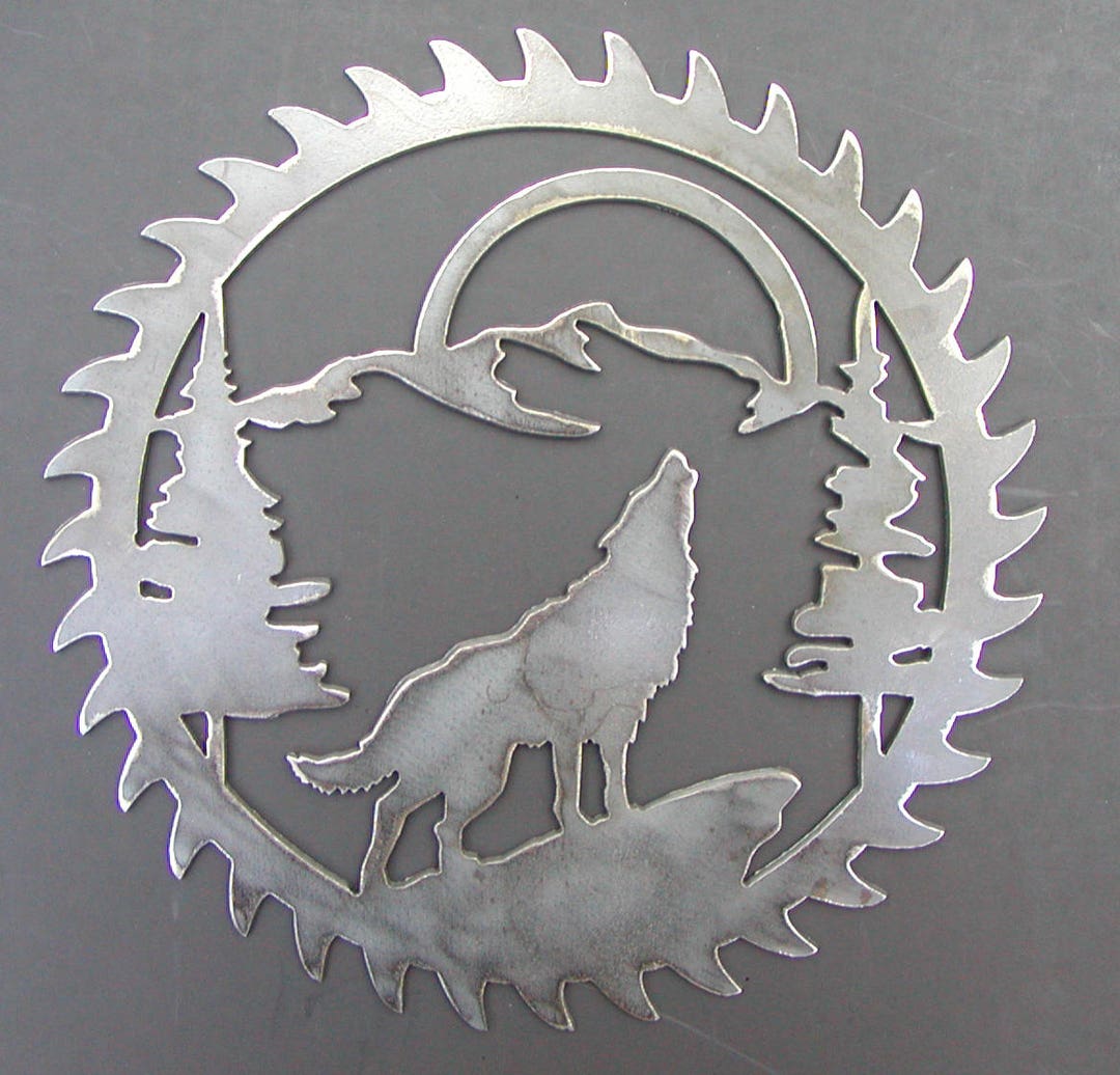 Saw Blade Style Howling Wolf Metal Art Plasma Wall Wildlife Rustic 9 ...