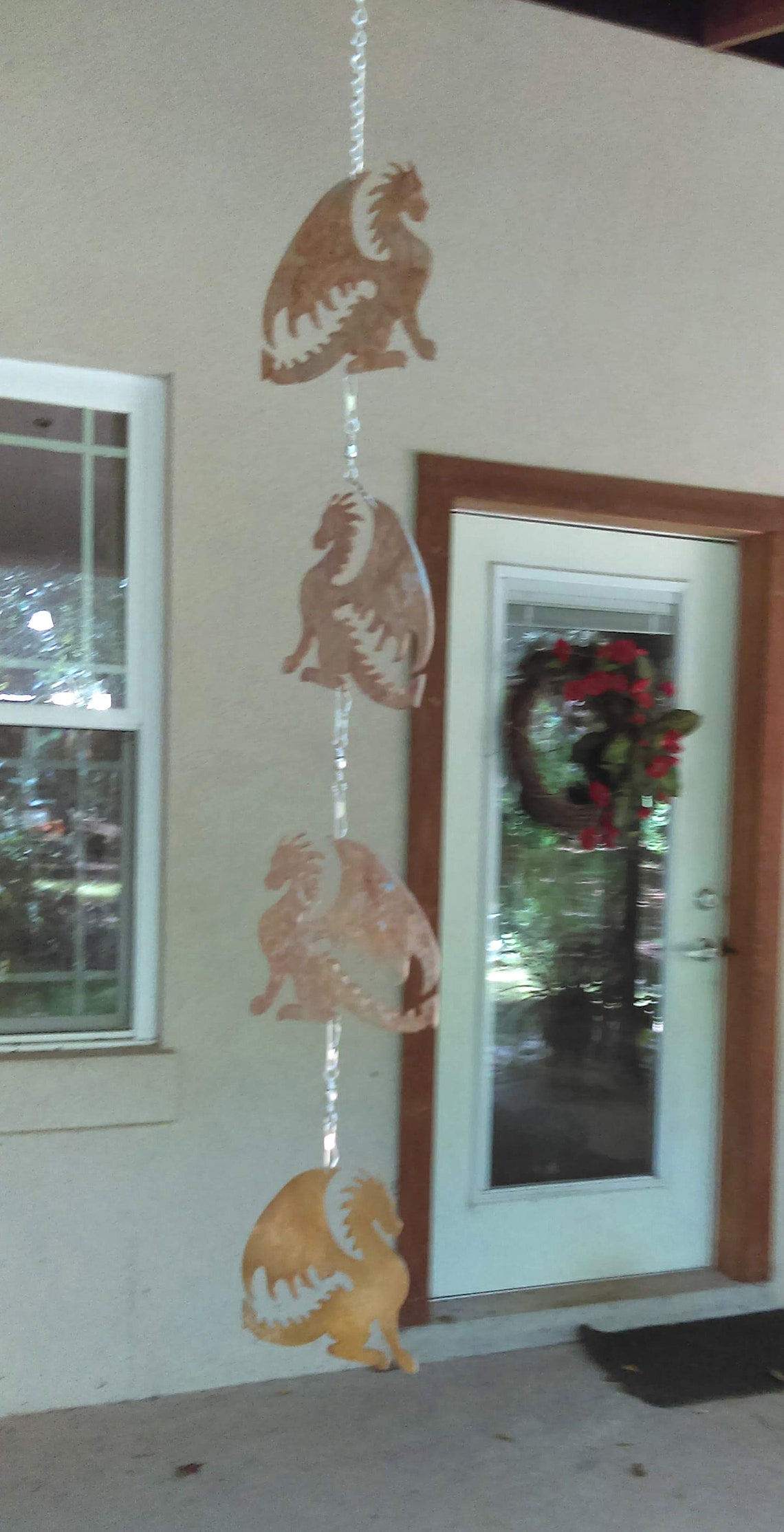 Four Dragons Metal Wind Catcher Spinner Rustic Garden Mythical | Etsy