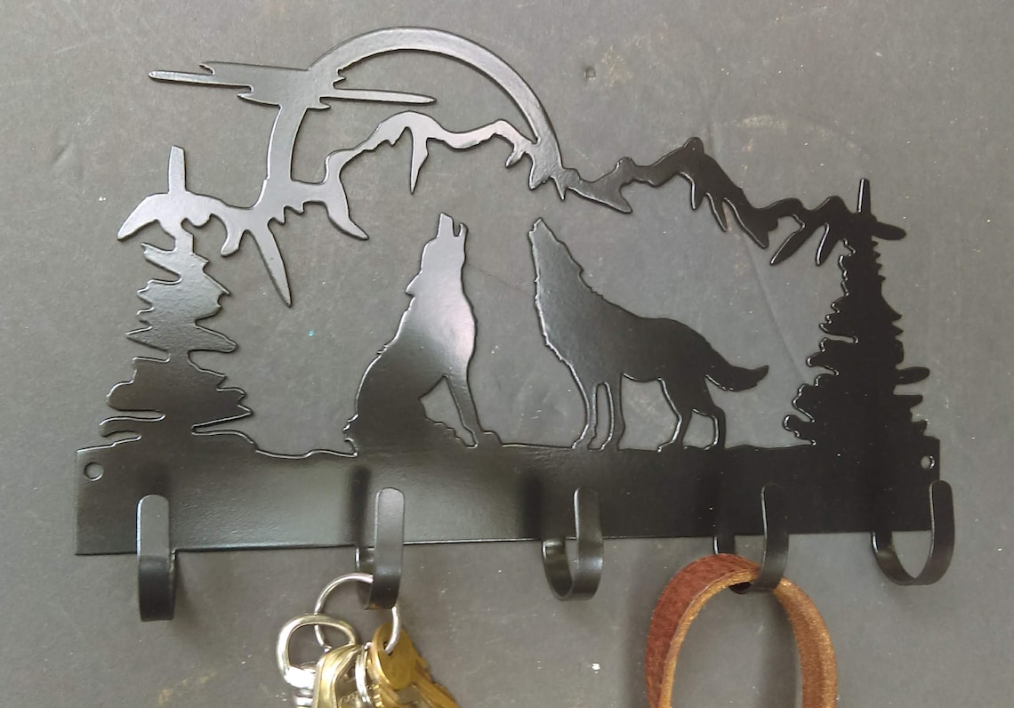 Howling Wolf Key Hook Wall Key Holder Jewelry Belt Scarf Steel - Etsy