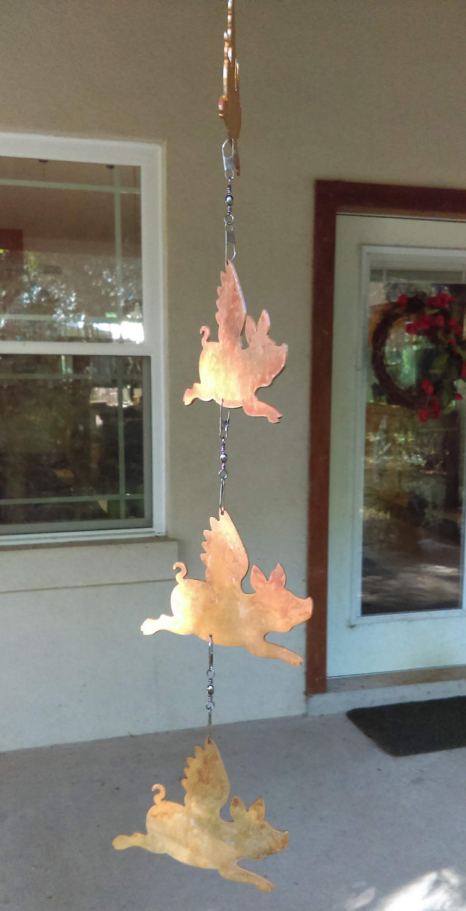 Four Flying Pigs Metal Wind Catcher Spinner Rustic Garden - Etsy