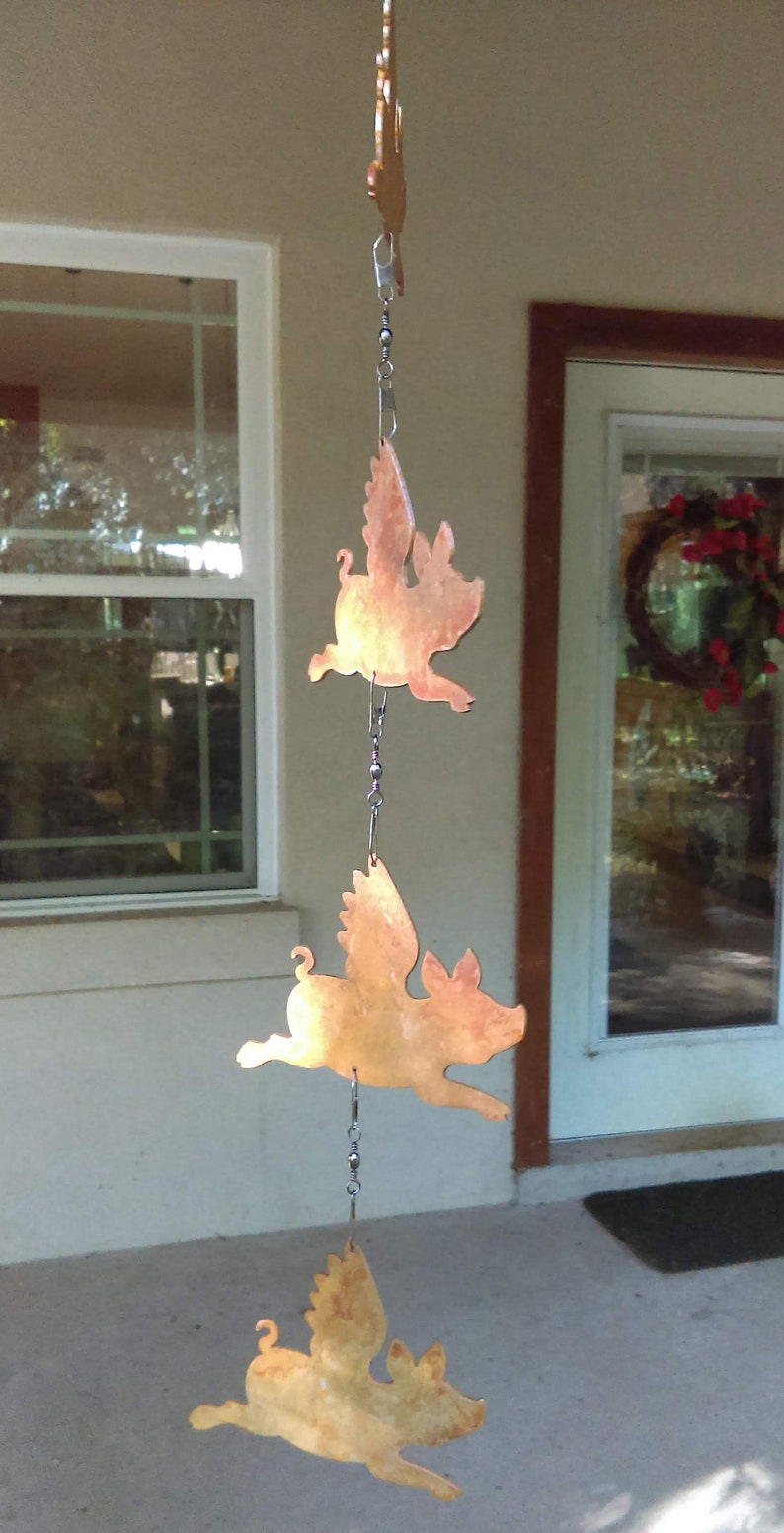 Four Flying Pigs Metal Wind Catcher Spinner Rustic Garden - Etsy
