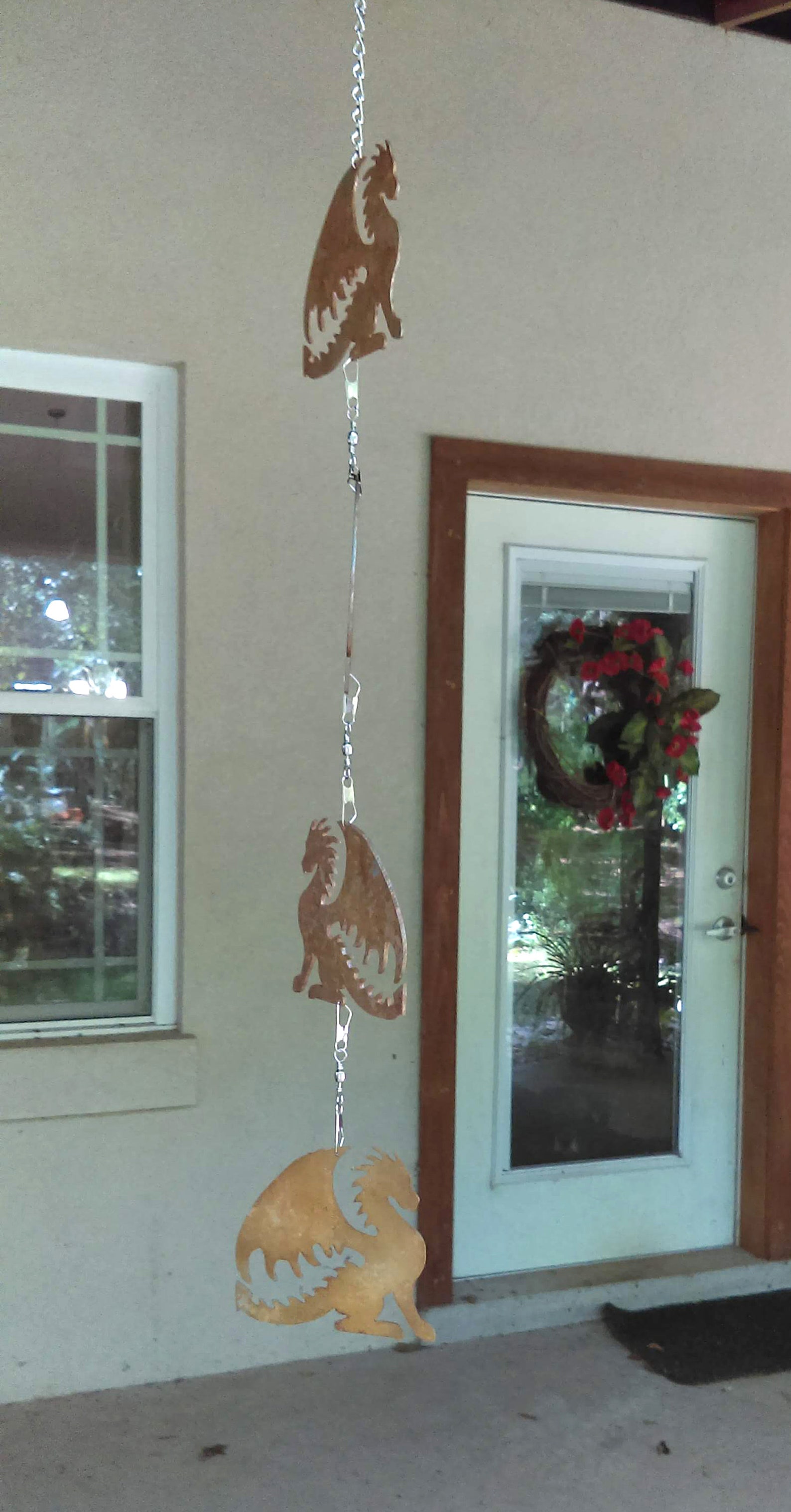 Four Dragons Metal Wind Catcher Spinner Rustic Garden Mythical | Etsy