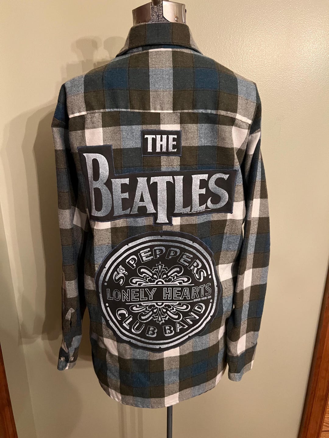 Upcycled Flannel Shirt and Graphics From a Beatles Band T-shirt ...