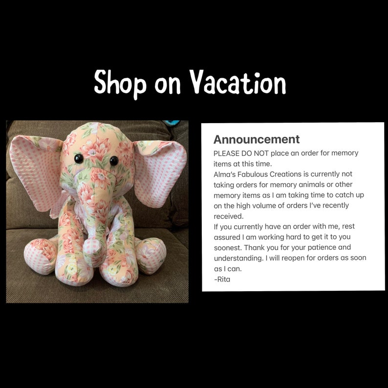 Memory Elephant With Handwriting Embroidery Option - Etsy