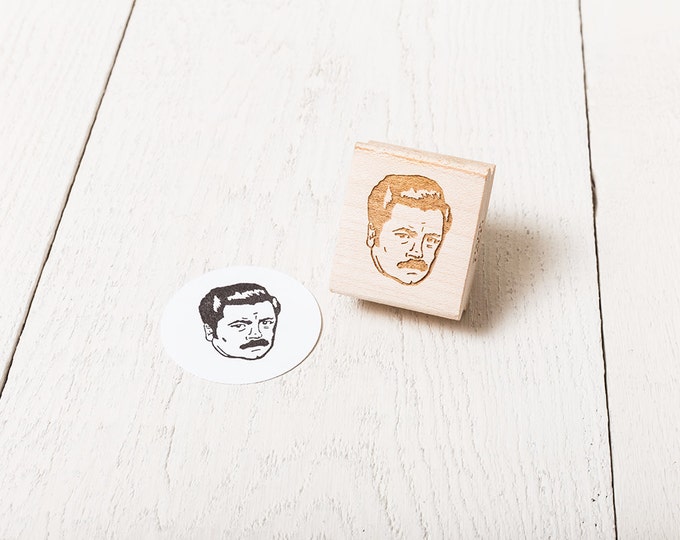 Ron Swanson Rubber Stamp Portrait - Etsy