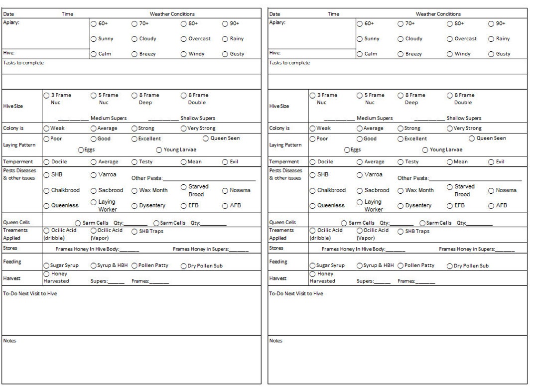 Beekeeping Log Book Template - Etsy
