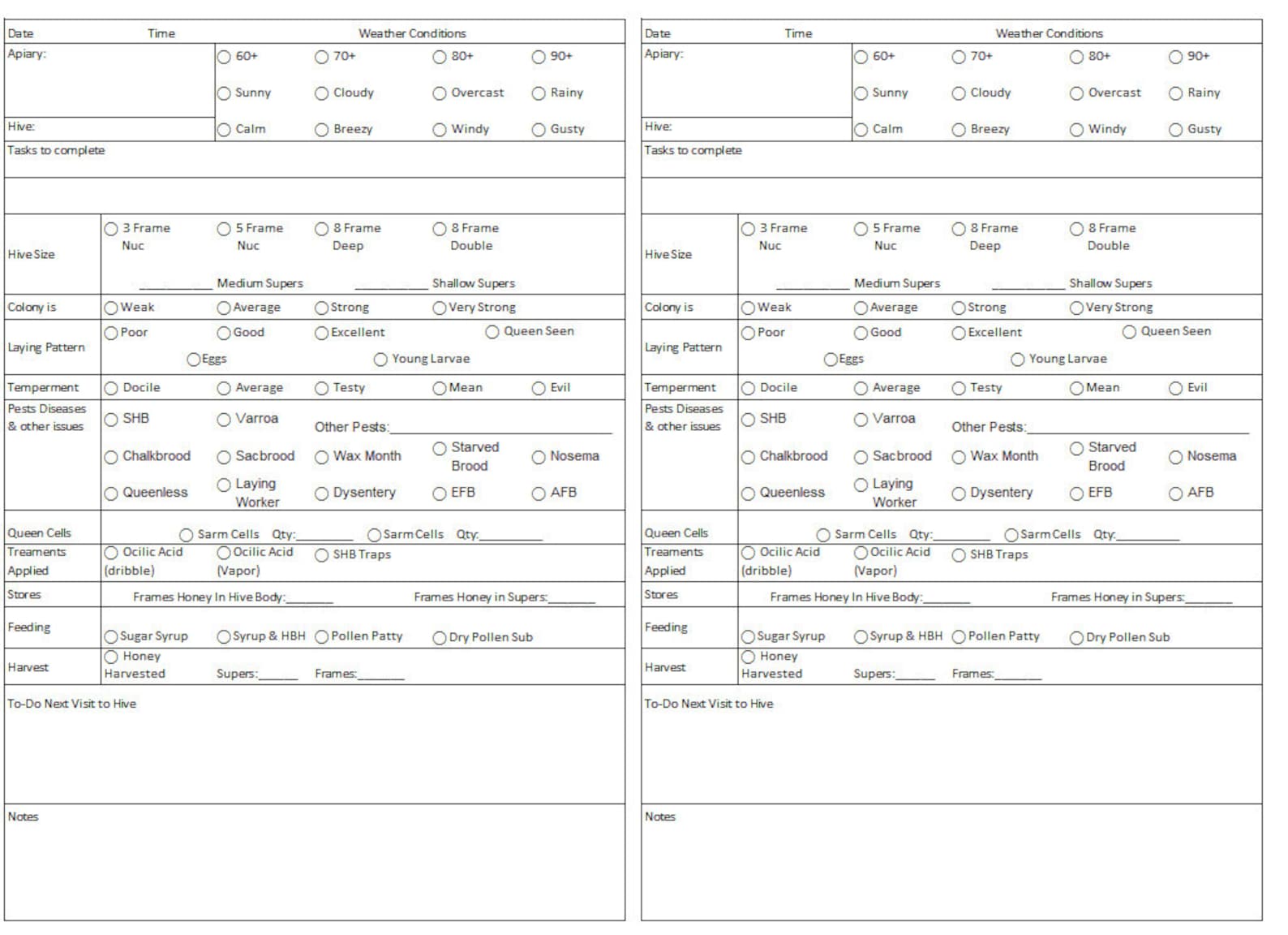 Beekeeping Log Book Template - Etsy